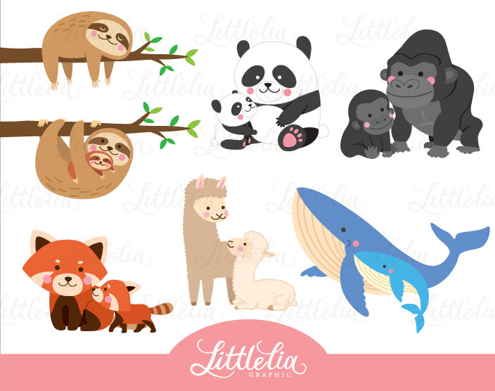 Mammal mom and baby animal family 16028 | Etsy