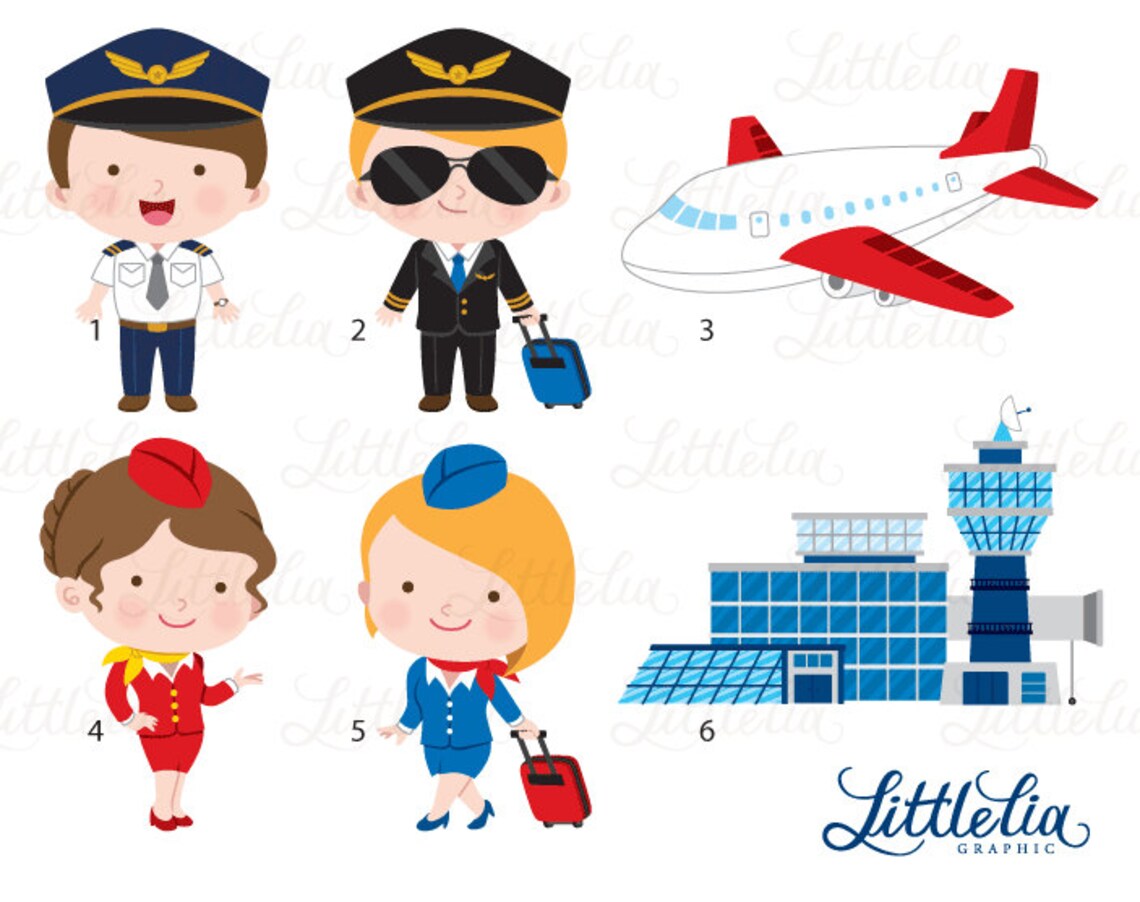 Pilot Clipart - Airport Clipart - 16101 - Etsy UK