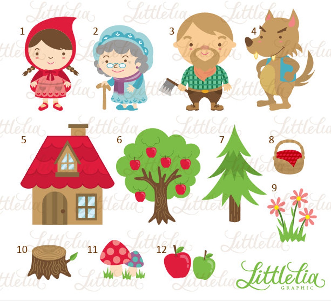 Lil Red Riding Hood Clipart Set/ Instant Download 13008 | Etsy UK