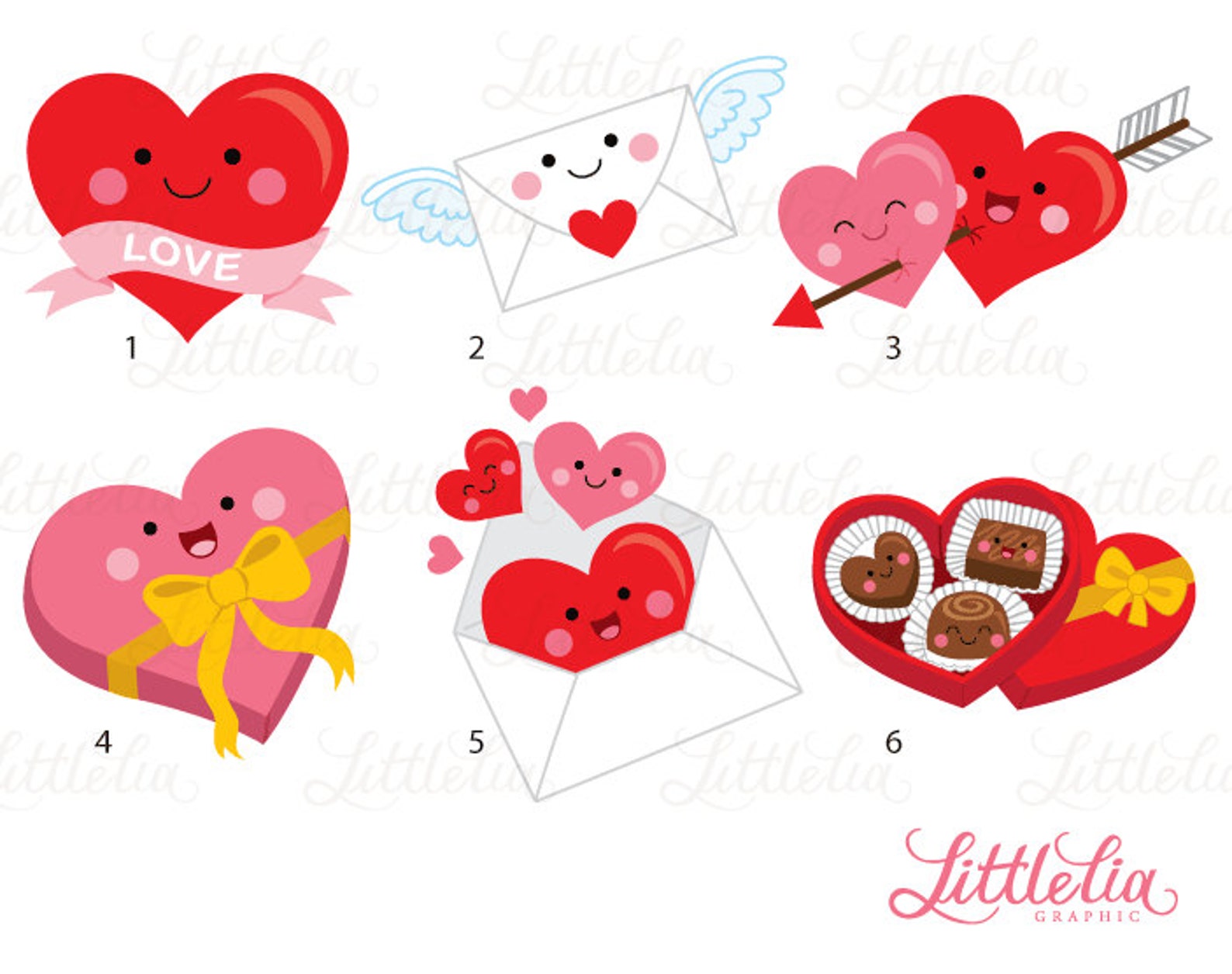 Valentine Kawaii Love Kawaii Valentine Clipart 16096 - Etsy
