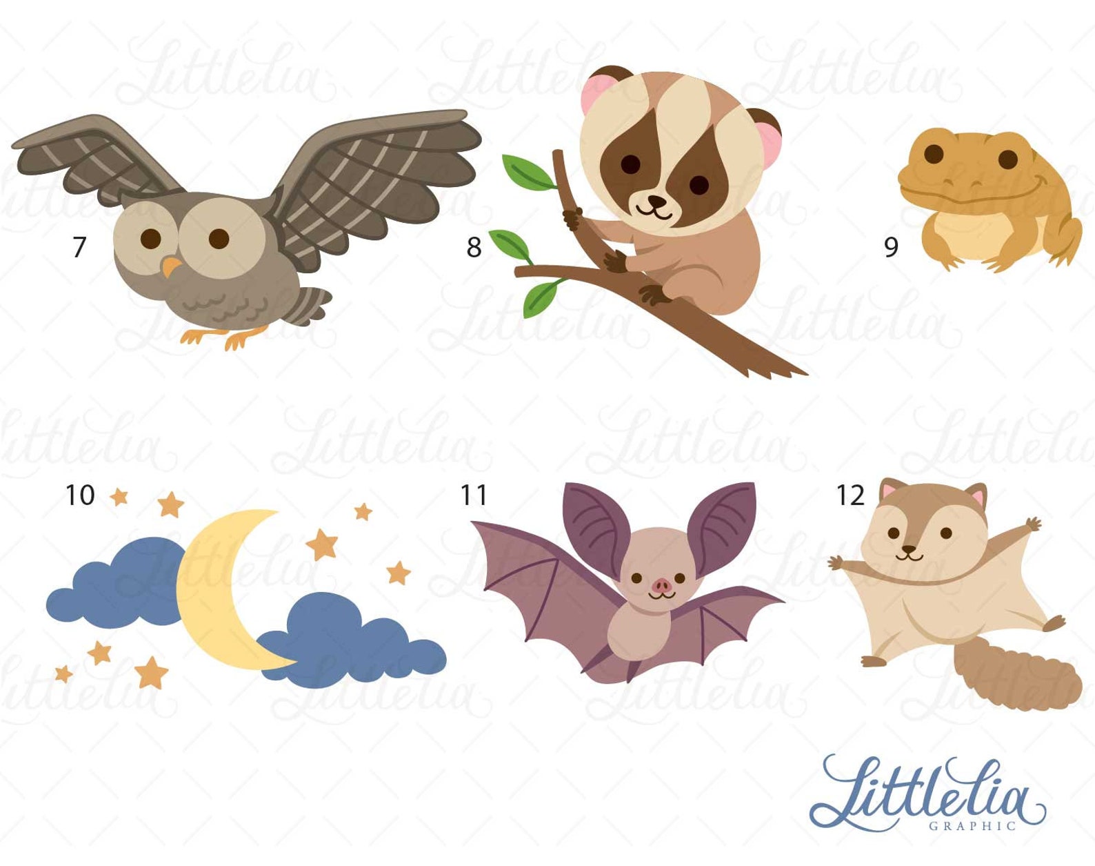 Nocturnal Animal Night Animal Clipart 22005 | Etsy