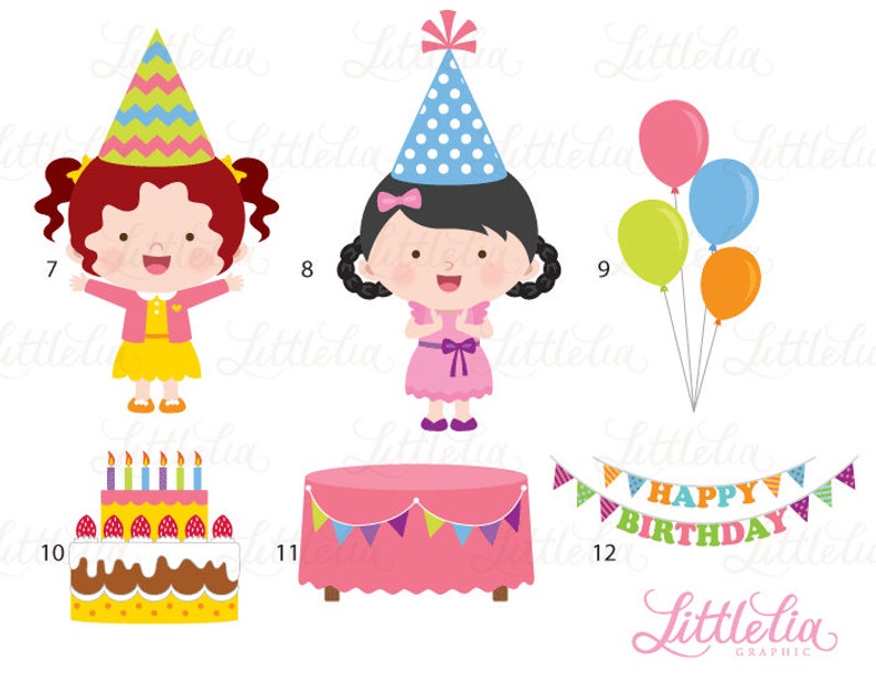 Birthday girl clipart birthday clipart celebration clipart | Etsy