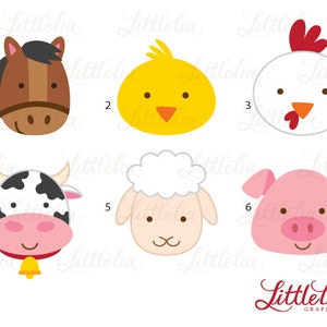 Farm Animal Clipart - Farm Animal Head Clipart - Animal Head - 15025 - Etsy