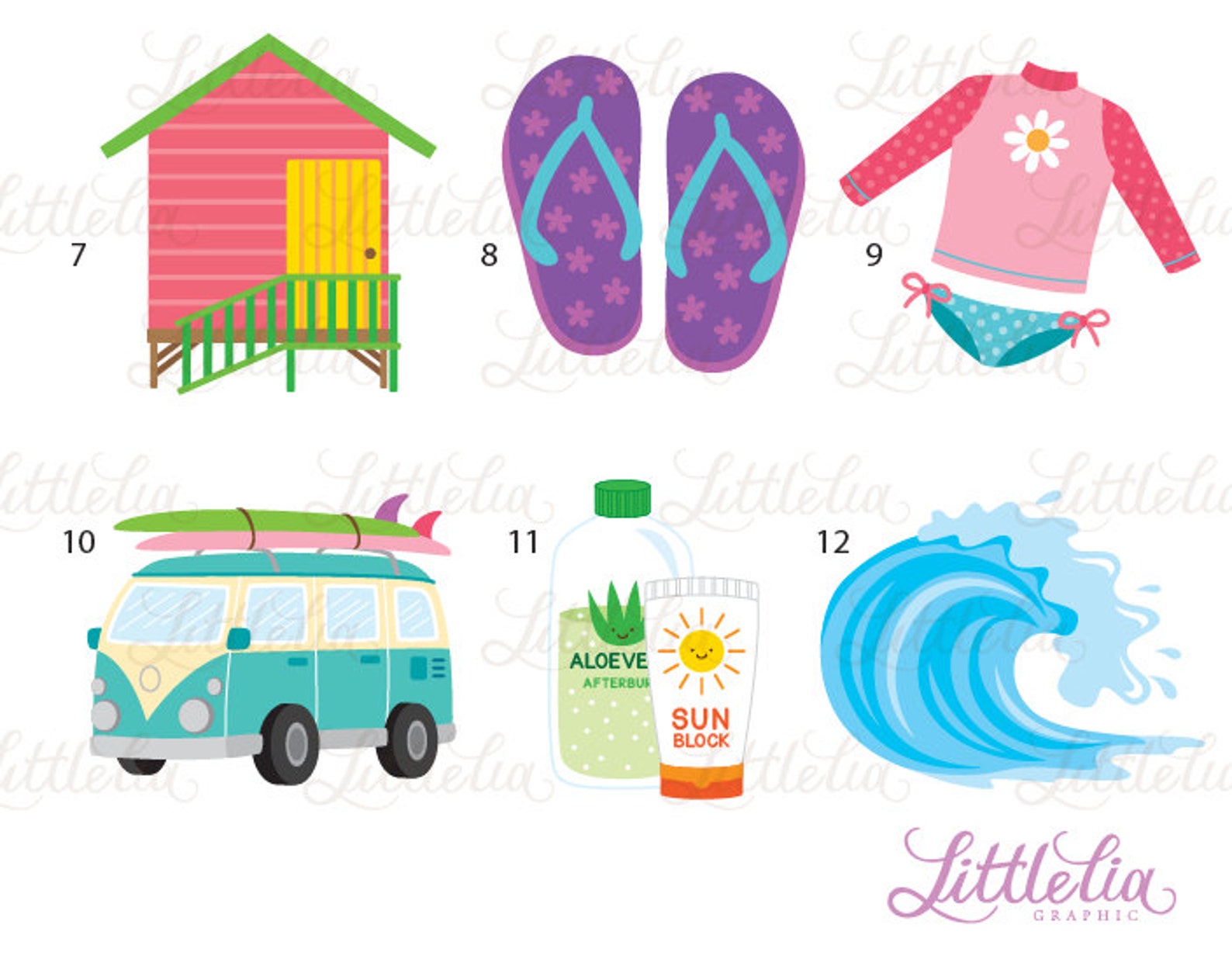 Surfer girls clipart beach clipart 16022 | Etsy