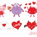 Valentine Monster Clipart Monster Love Clipart 15101 - Etsy