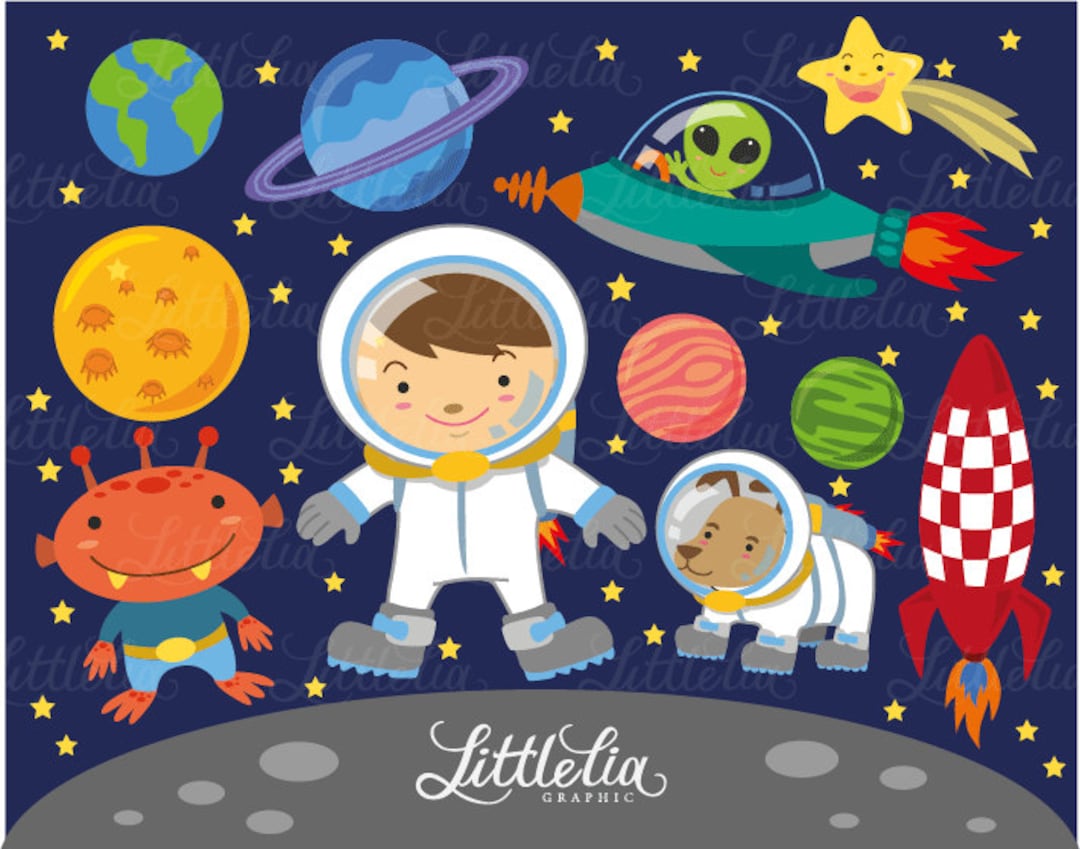 Astronaut in Outerspace Clipart Set / Instant Download - 13011 - Etsy