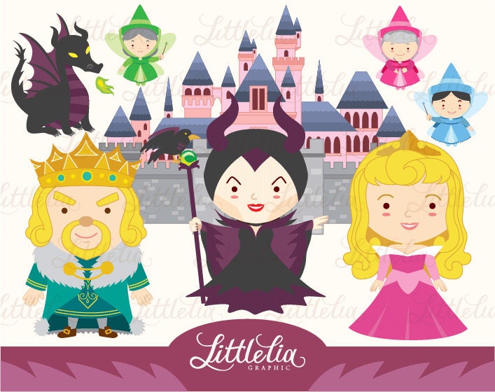 Princess Clipart Sleeping Beauty Clipart Set/ Instant - Etsy Canada