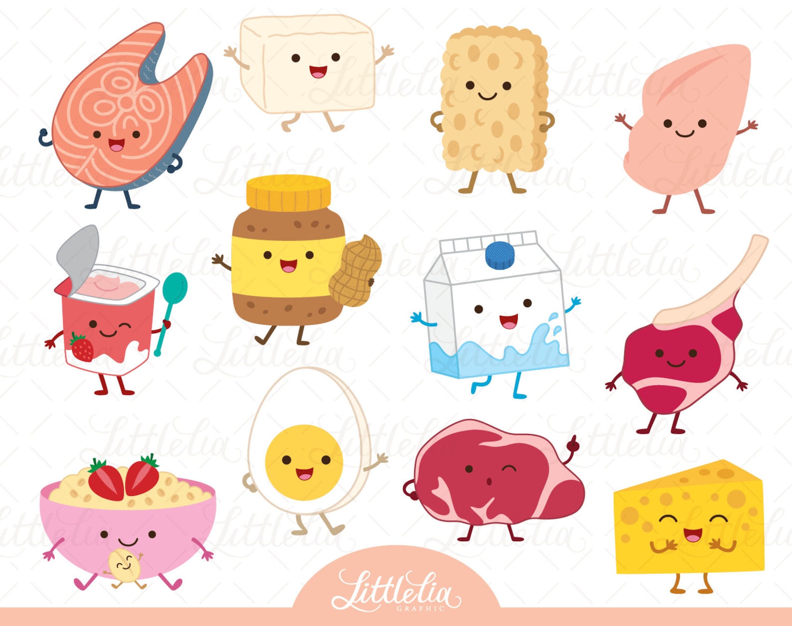 Good Protein Source Food Kawaii Clipart 23003 including Black and White ...