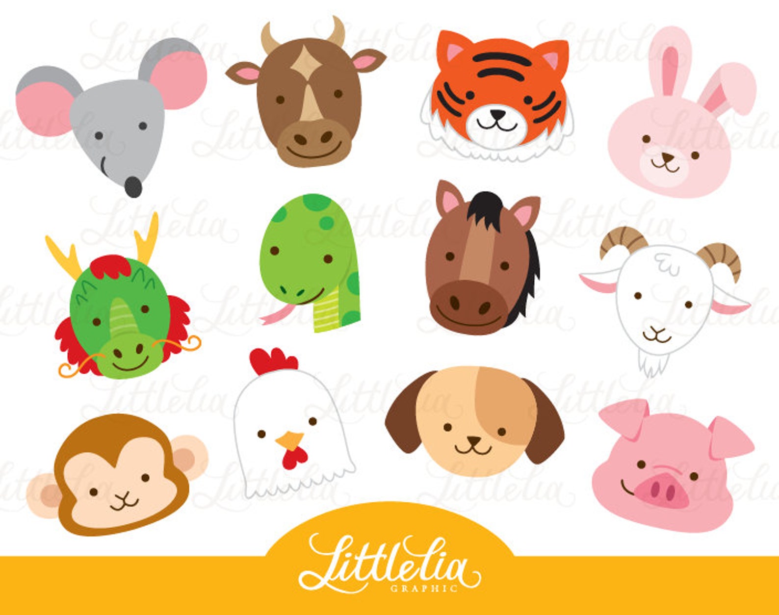 Chinese Zodiac Head Cute Animal Head 16071 - Etsy