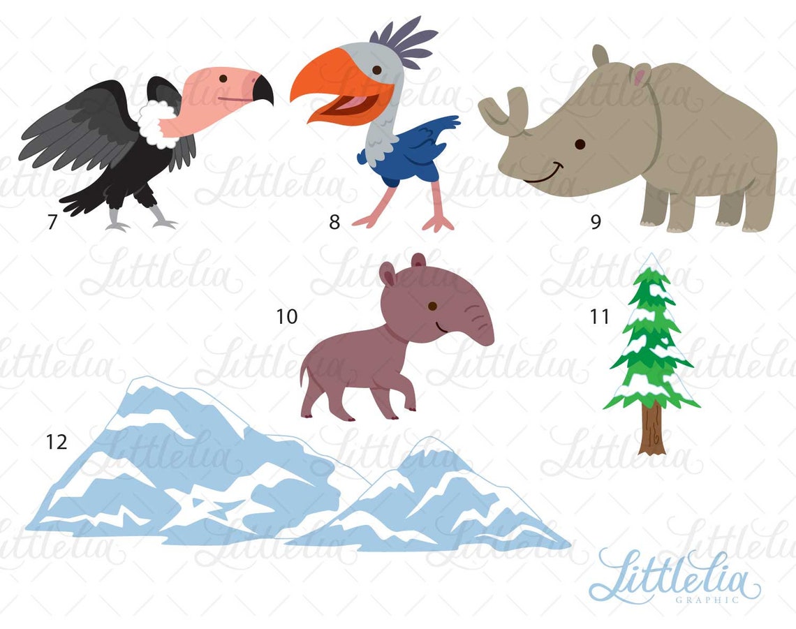 Ice Age Animal Clipart Snow Animal 22002 including Black - Etsy