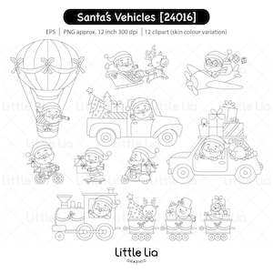 Santa's Vehicle Clipart - Santa Ride - 24016 (including Black and White ...