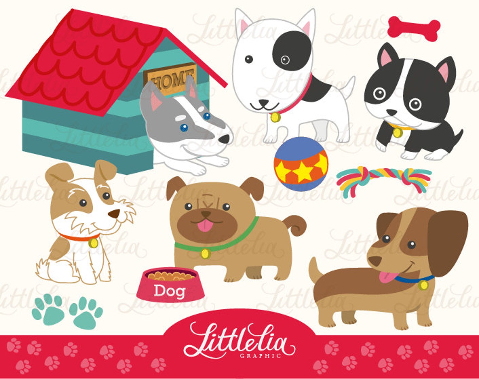 Doggy Cute Clipart Set / Instant Download 13004 - Etsy