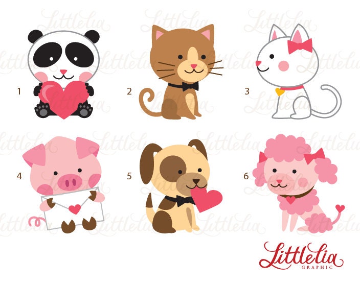 Animal Love Clipart Valentine Clipart Love Clipart 15002 - Etsy