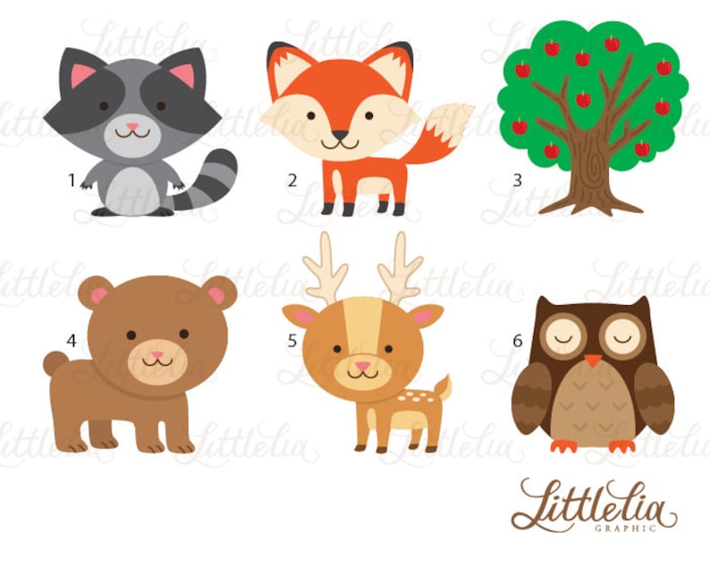 Woondland clipart forest friend clipart wood critter | Etsy