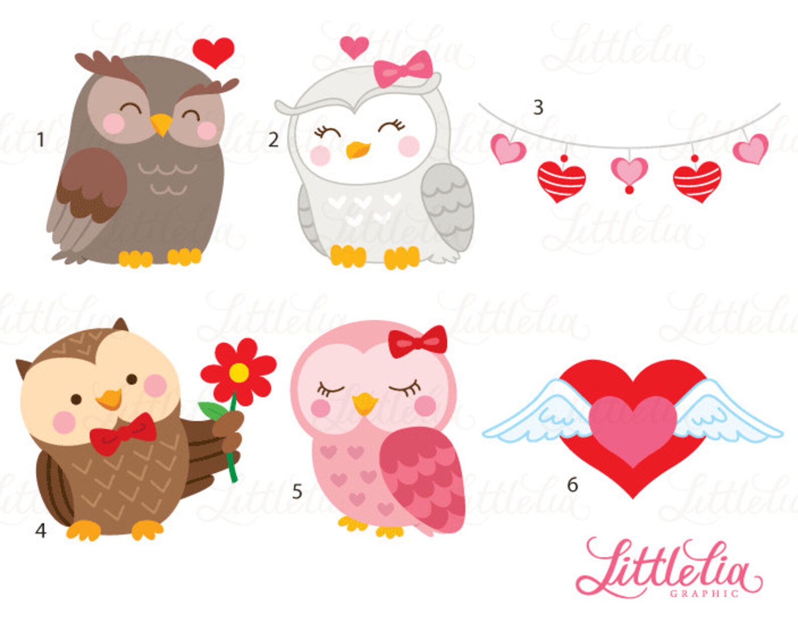 Valentine Owl Clipart Owl Clipart Love Clipart 16097 - Etsy