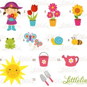 Spring Cute Garden Clipart / Instant Download - 13006 - Etsy