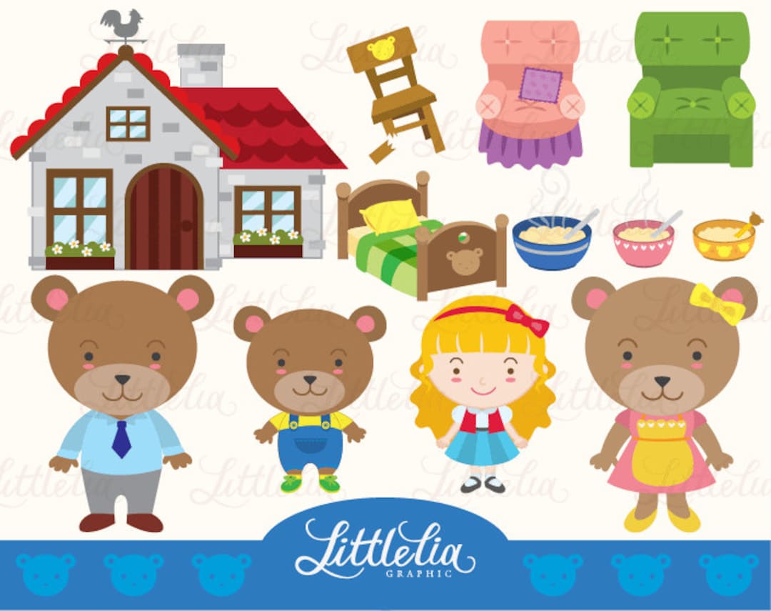 Goldilock and Three Bears Clipart Set/ Digital Download 14017 - Etsy