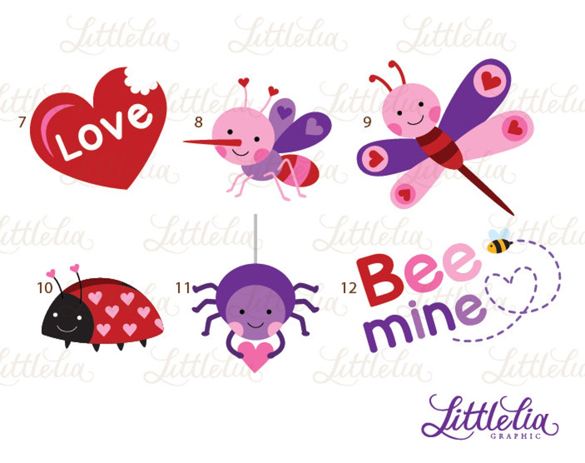 Valentine clipart Bug love clipart bug clipart 15001 | Etsy