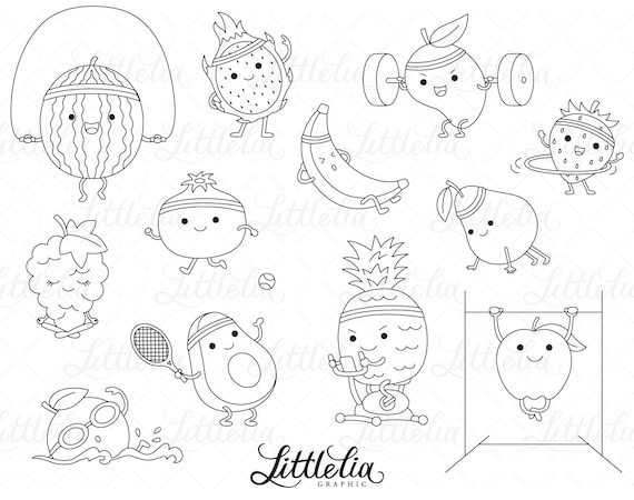 Fruits Black And White Cartoon