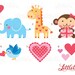 Animal Love Clipart - Valentine Clipart - Love Clipart - 15002 - Etsy