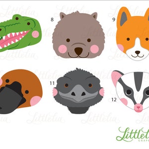 Australian Animals Head Clipart - Aussie Animal Face Clipart - 17013 - Etsy