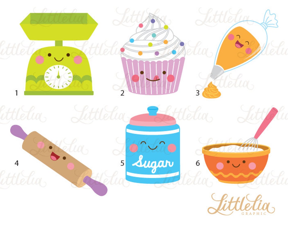 Baking Kawaii Baking Clipart Cute Cake 16066 | Etsy