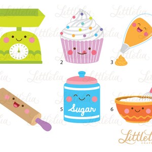 Baking Kawaii - Baking Clipart - Cute Cake - 16066 - Etsy