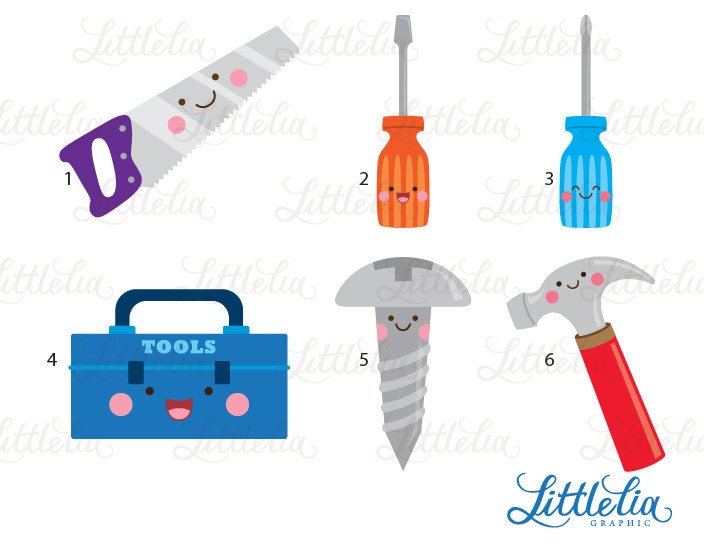 Herramientas kawaii clipart 16068 | Etsy España