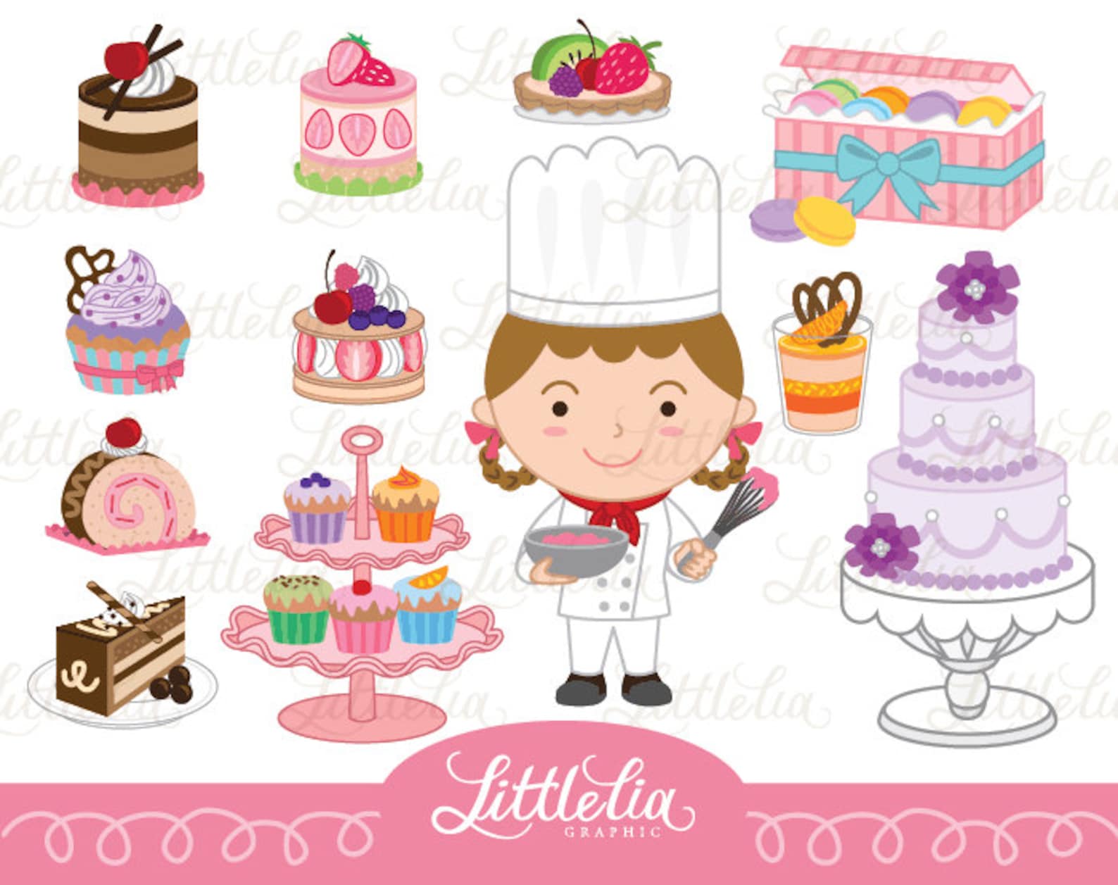 Pastry chef sweet clipart 14031 instant download | Etsy