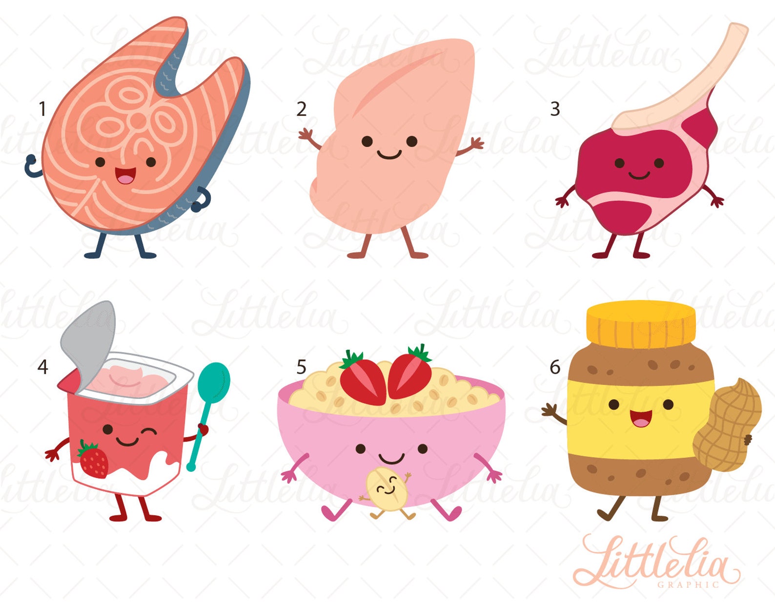 Good Protein Source Food Kawaii Clipart 23003 including Black and White ...
