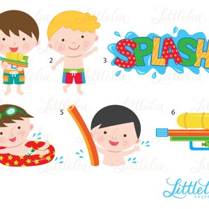 Boy Pool Party Clipart - Pool Party Clipart - Summer Clipart - 15013 - Etsy