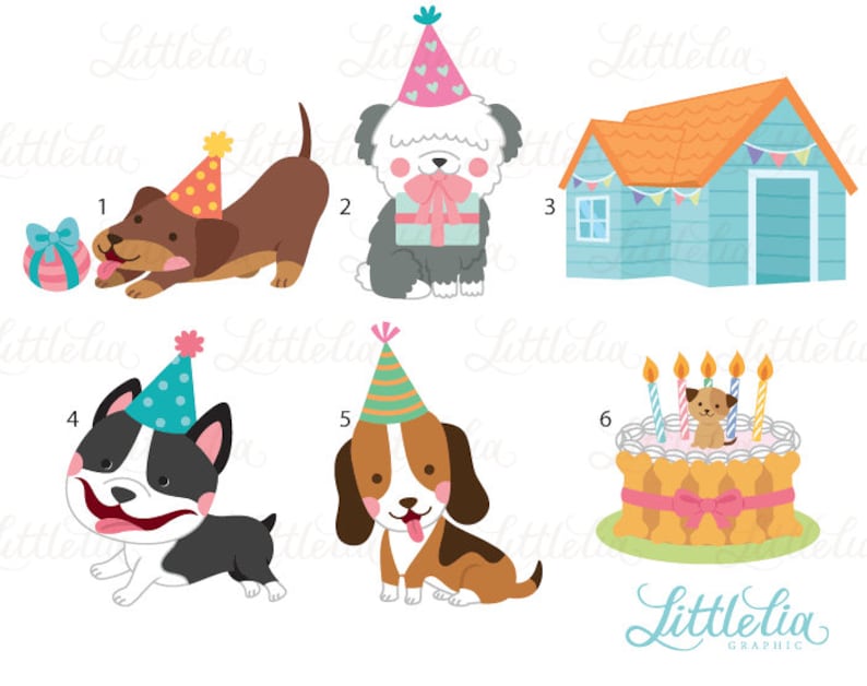 Dog party party clipart dog clipart 17034 | Etsy