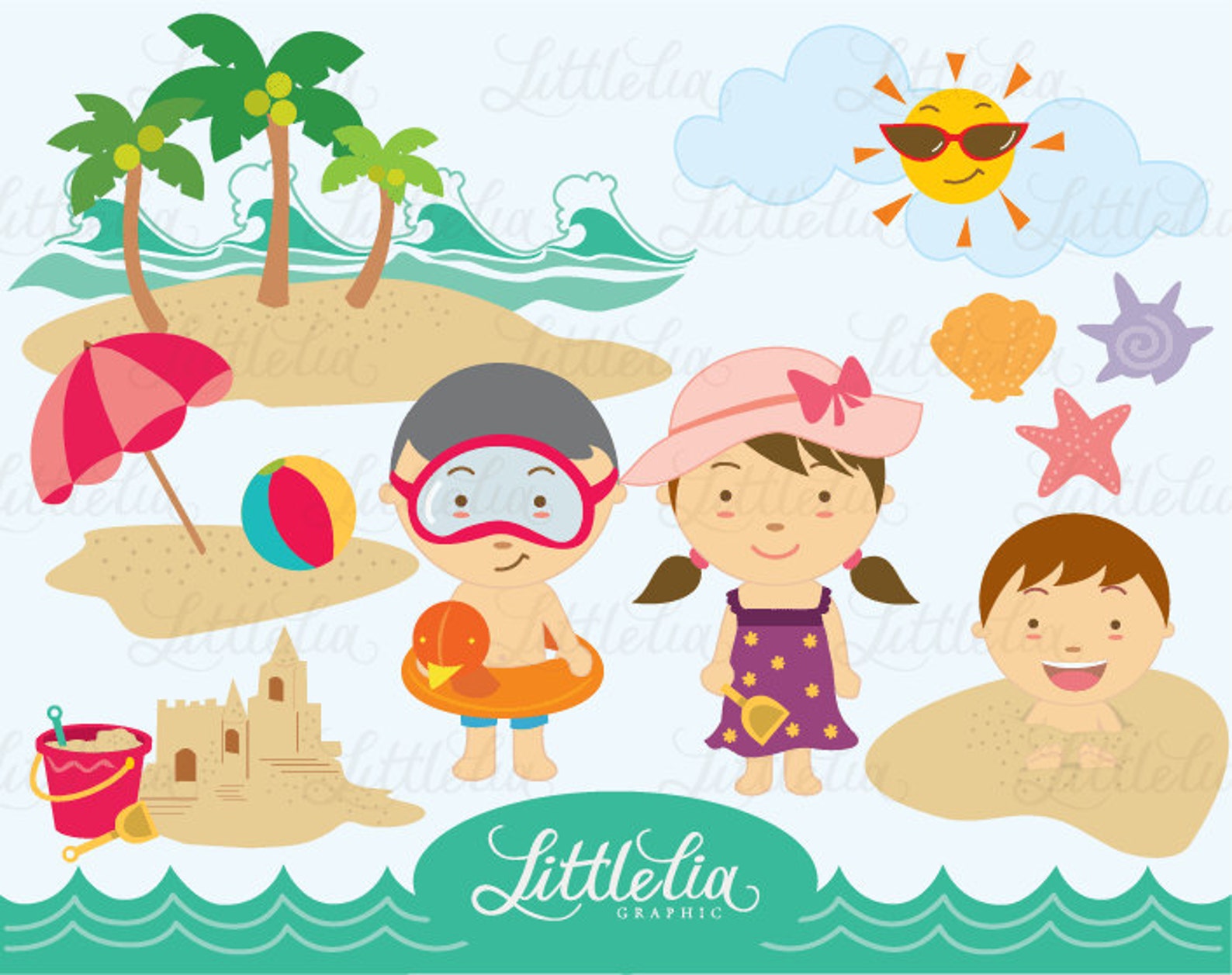 Summer Beach Playground Clipart Set / Instant Download 14003 - Etsy