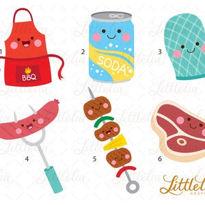 BBQ Kawaii Clipart - Barbecue Kawaii - 17020 - Etsy