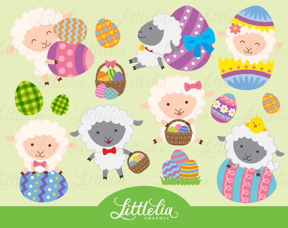 Easter lamb Happy easter clipart 16014 | Etsy