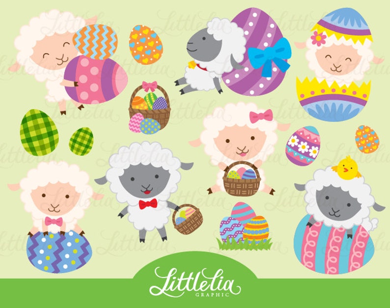 Easter lamb Happy easter clipart 16014 | Etsy