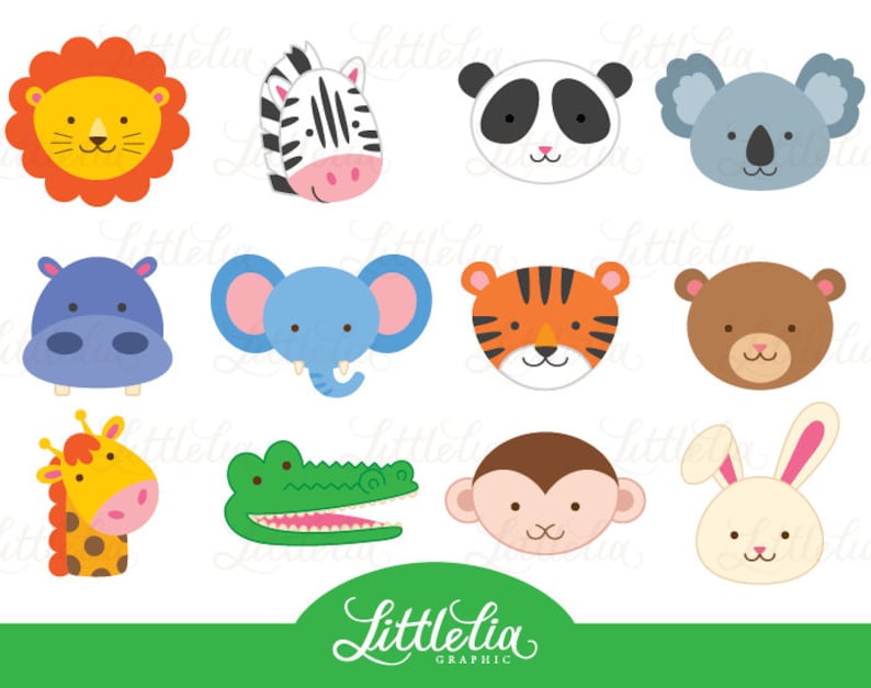 Jungle Animal Head Clipart Jungle Animal Clipart Animal - Etsy