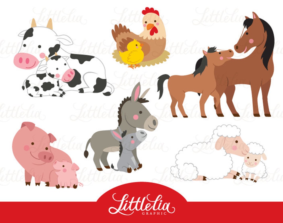 Farm Mom and Baby Clipart - Family Clipart - 16055 - Etsy