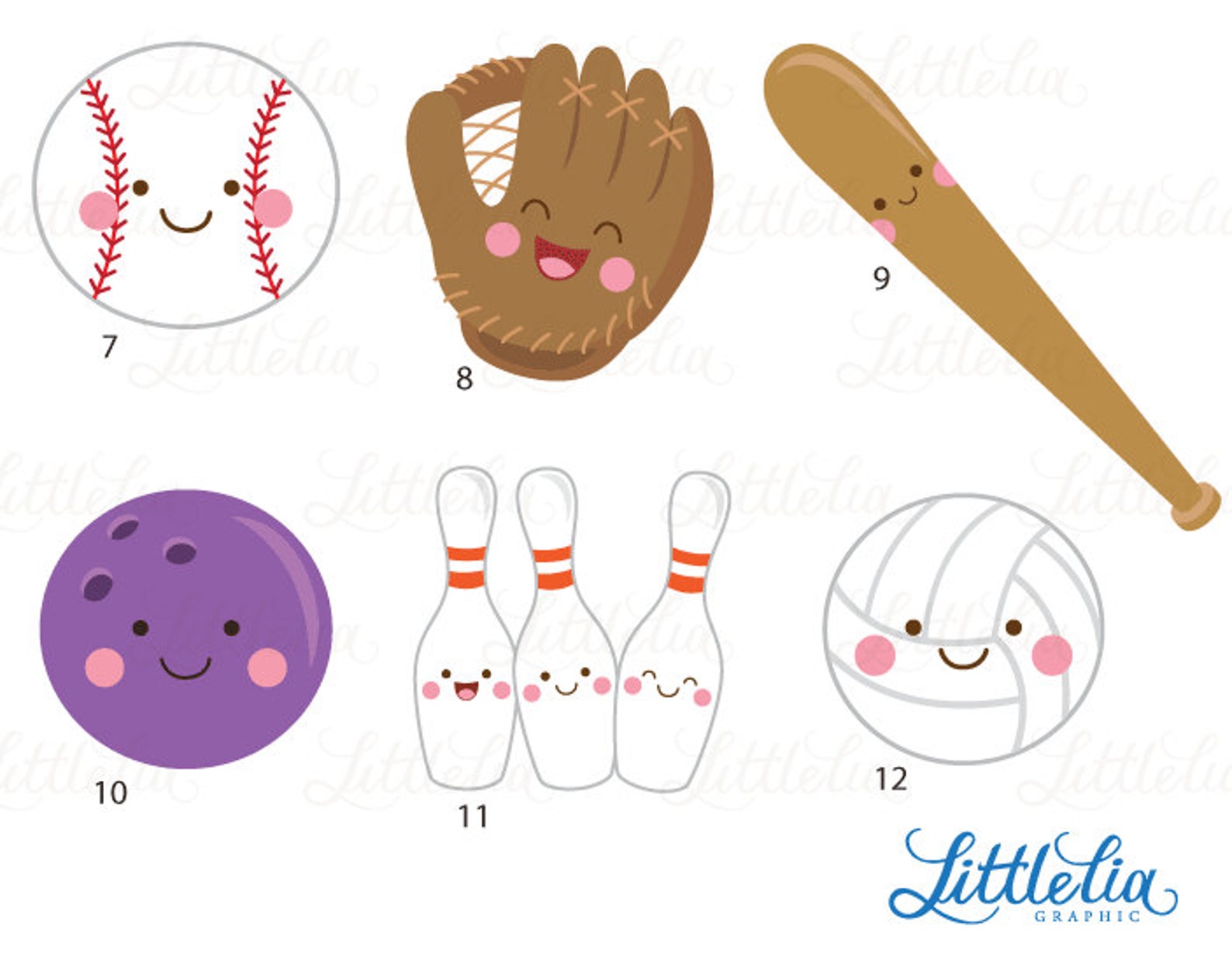 Sport Kawaii Clipart Sport Clipart 16075 - Etsy Australia