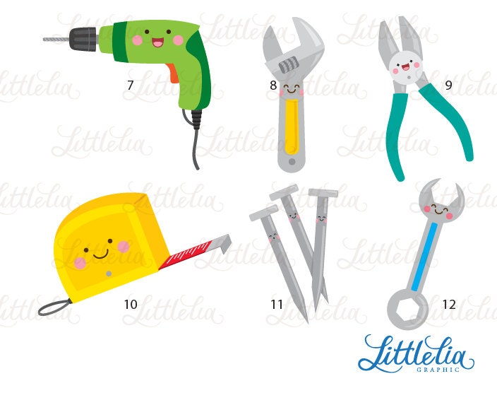 Tools Kawaii Clipart 16068 - Etsy UK