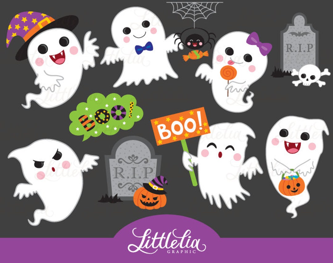 Cute Ghost - Ghost Clipart - Halloween Clipart - 16060 - Etsy