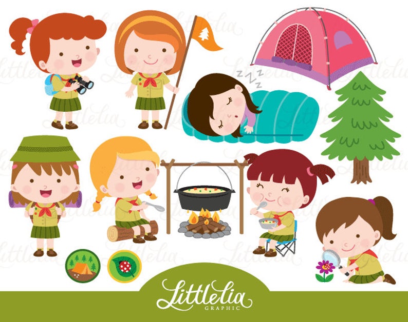 Girls Scout Camping Camping Clipart 17032 - Etsy