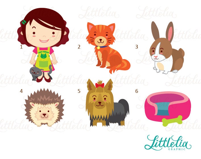 Girl's Pet Shop Clipart Set/ Instant Download - 14008 - Etsy