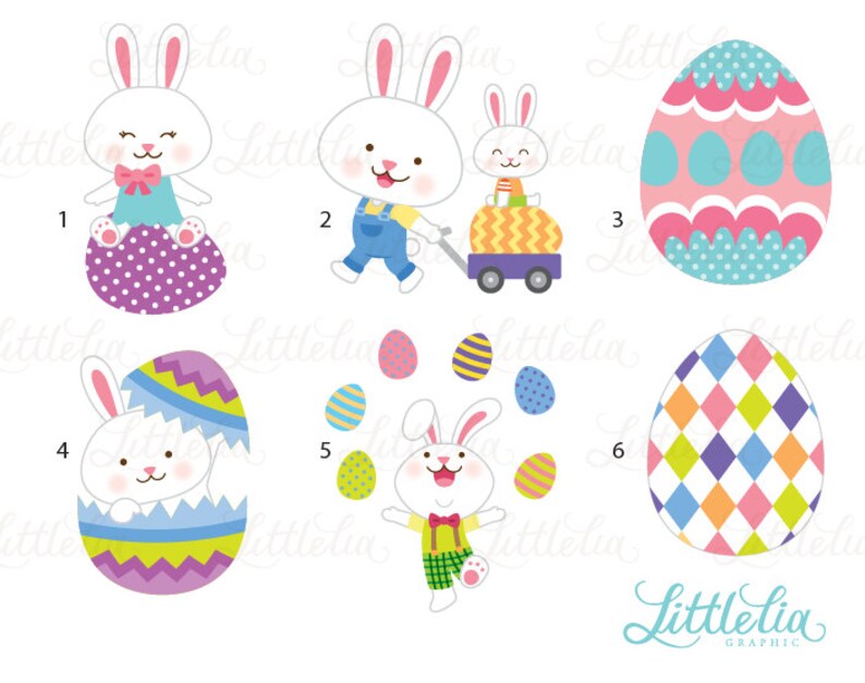 Easter bunny Easter rabbit clipart 16012 | Etsy