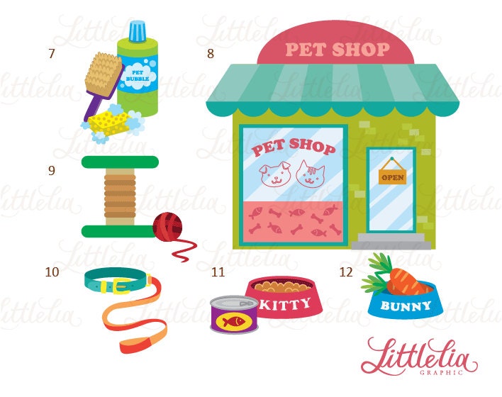 Girl's Pet Shop Clipart Set/ Instant Download 14008 | Etsy