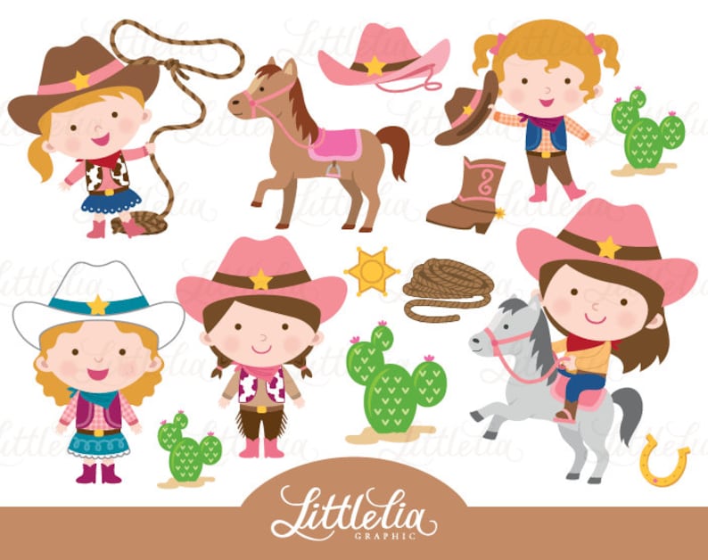 Cowgirl Clipart Wild West Cowgirl Clipart 15028 | Etsy