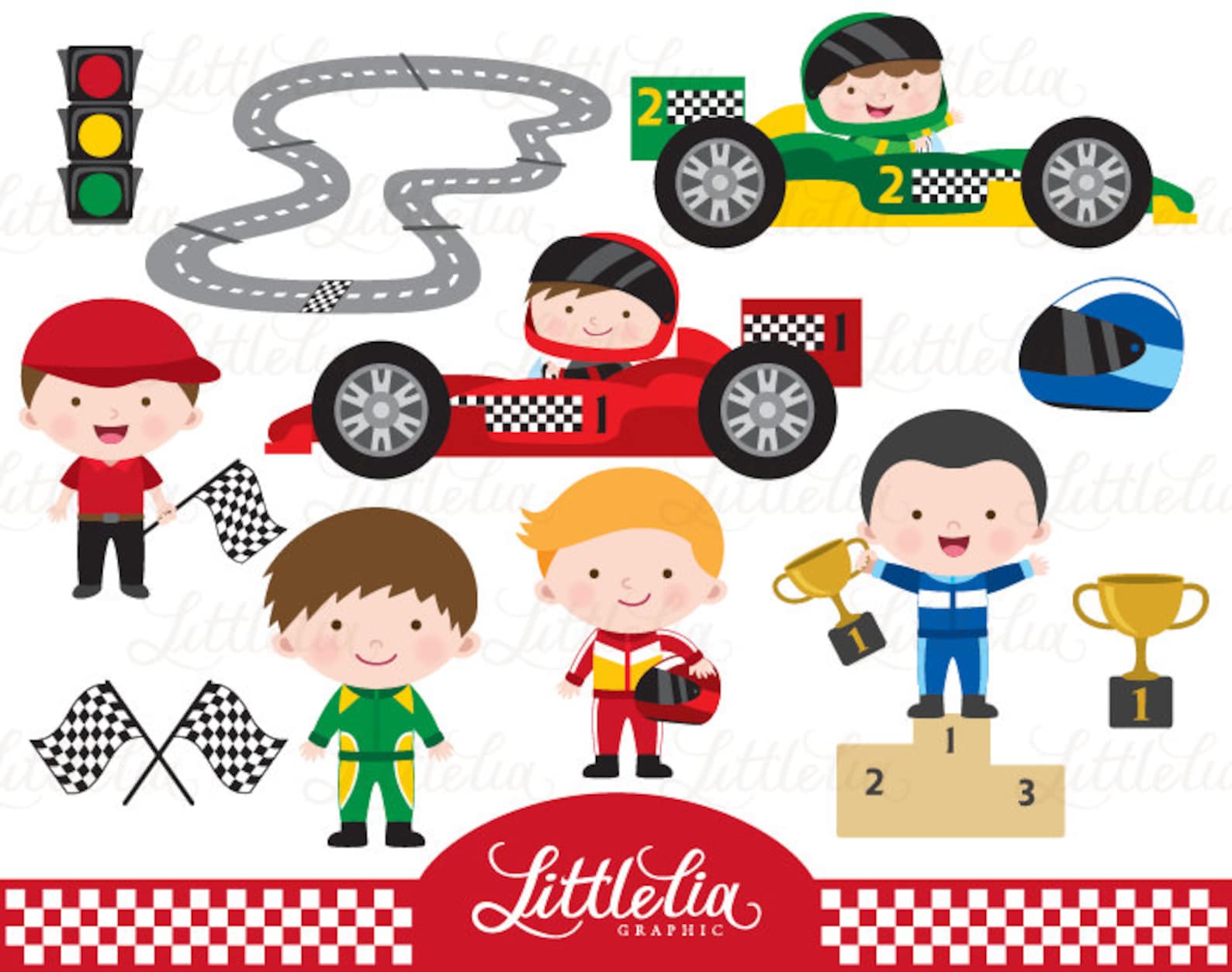 Race Cars Clipart Racer Clipart 15081 - Etsy