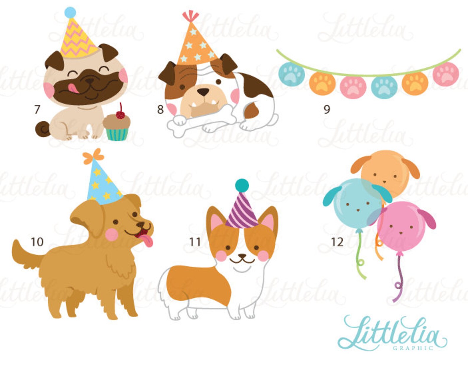 Dog Party Party Clipart Dog Clipart 17034 - Etsy