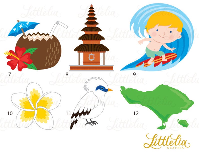 Bali Clipart Paradise Island Clipart 16032 - Etsy UK