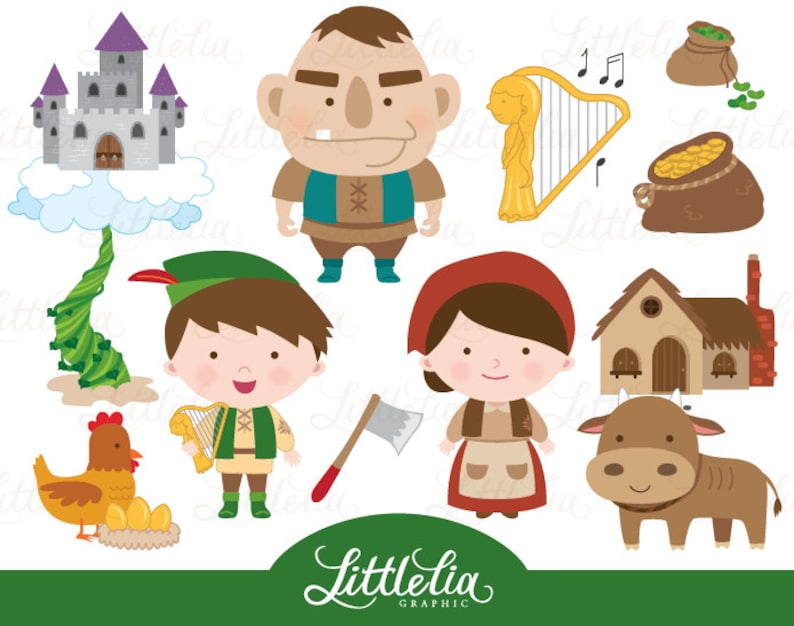 Jack and the Beanstalk Clipart - Fairytale Clipart - 15034 - Etsy